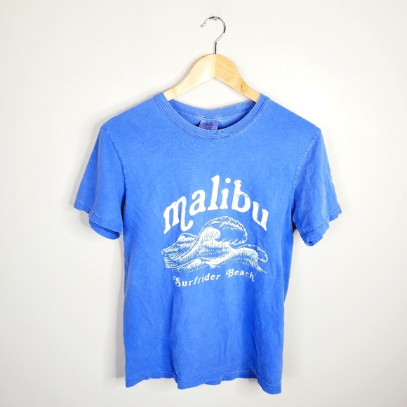 Vintage | Tops | Vintage Malibu Retro Blue 9s Cotton Surf Beach Tee S ...